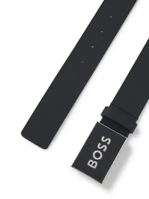 BOSS Logo-lettering Leather Belt - Black