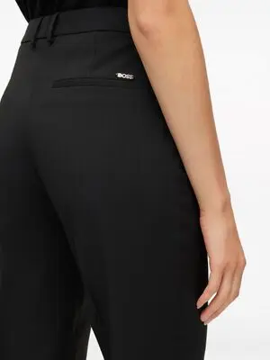 BOSS Virgin Wool Cropped Trousers - Black