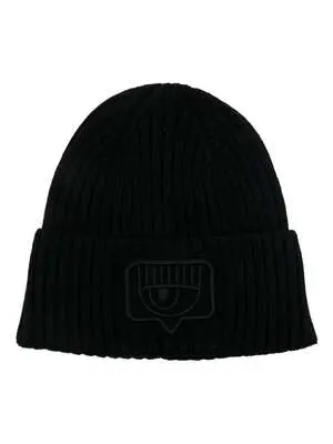 CHIARA FERRAGNI Eyelike Patch Beanie - Black