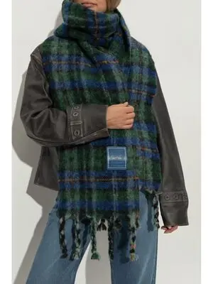 ADER ERROR Logo-patch Check-pattern Scarf - Green