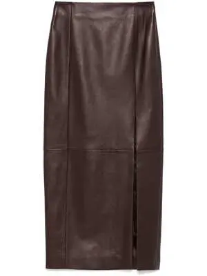 Kiton Leather Midi Skirt