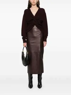 Kiton Leather Midi Skirt