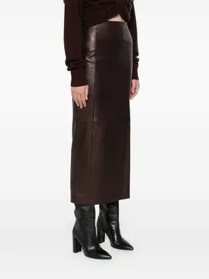Kiton Leather Midi Skirt