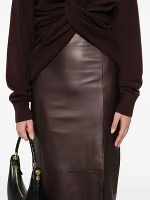 Kiton Leather Midi Skirt