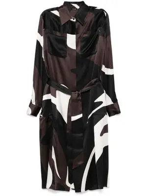 Kiton Printed Silk Midi Shirt Dress