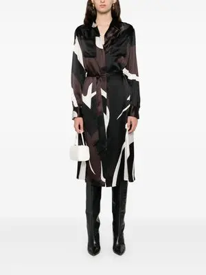 Kiton Printed Silk Midi Shirt Dress