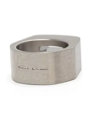 Rick Owens Chunky Beveled Ring - Silver