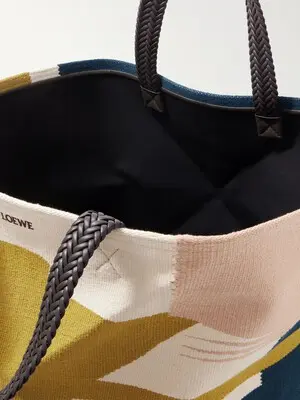 Loewe Puzzle Fold Xl Leather-trimmed Canvas-jacquard Tote - Multi
