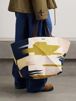 Loewe Puzzle Fold Xl Leather-trimmed Canvas-jacquard Tote