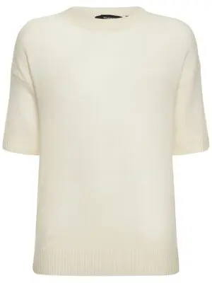 Theory THEORY Short Sleeve Knit Cashmere Sweater White