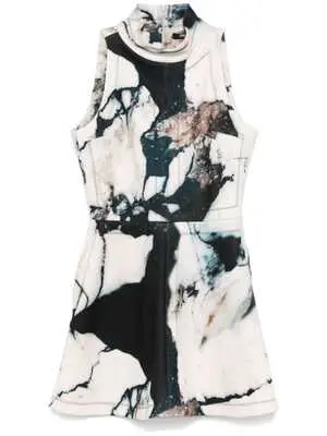 Roberto Cavalli Marble Print Mini Dress - White