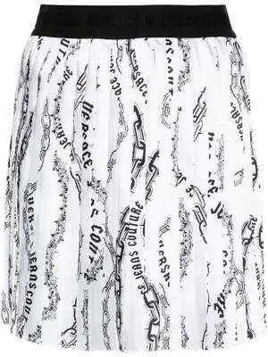 VERSACE Versace Jeans Couture Chain Couture-Print Pleated Mini Skirt