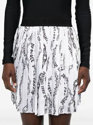 Versace Chain Couture-print Pleated Mini Skirt - White