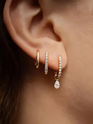 LOEV 14kt Recycled Yellow Allday Diamond Hoop Earrings - Gold