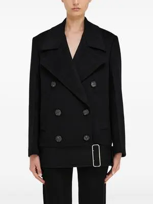 FERRAGAMO Brushed-finish Pea Coat - Black
