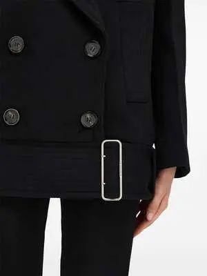 FERRAGAMO Brushed-finish Pea Coat - Black
