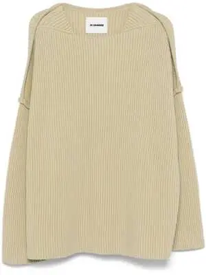 JIL SANDER Ribbed Wool Sweater - Green