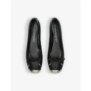 Alexander McQueen Metal-toecap Leather Ballet Flats - Black/comb