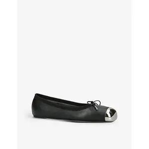 Alexander McQueen Metal-toecap Leather Ballet Flats - Black/comb
