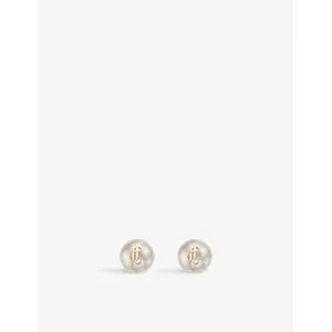 JIMMY CHOO Jc Logo Pearl Stud Earrings - Gold/white