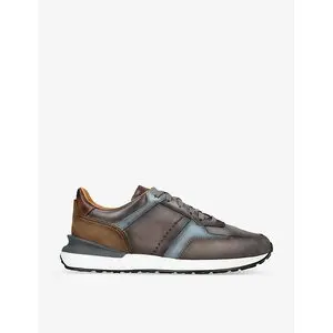 Magnanni Xl Grafton Leather And Suede Low-top Trainers - Grey/other