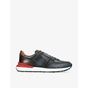 Magnanni Grafton Leather And Suede Low-top Sneakers - Blue Other