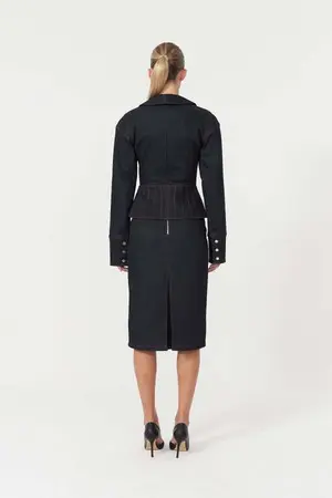JENDUE Davidson Denim Pencil Skirt With Contrast Stitching