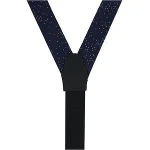 Trafalgar Mystere Metallic Polka Dot Silk Button End Suspenders - Navy