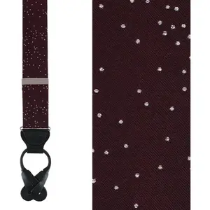 Trafalgar Mystere Metallic Polka Dot Silk Button End Suspenders - Red