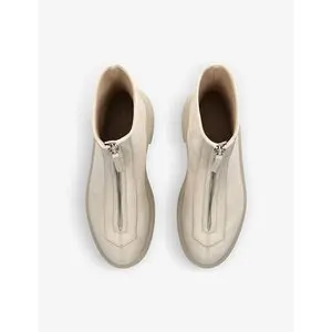 THE ROW Zipped Grained-leather Ankle Boots - Beige