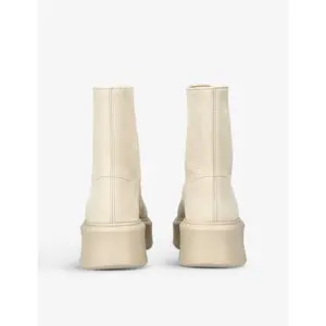 THE ROW Zipped Grained-leather Ankle Boots - Beige