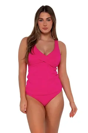 SUNSETS Elsie Tankini Swimsuit Top DD Cup Begonia Sandbar Rib