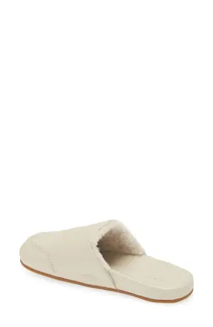 Olukai Konea Genuine Shearling Lined Mule - Bone/ Bone