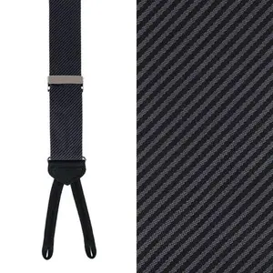 Trafalgar Trafalgar Leyton Diagonal Lined Tone On Tone Silk Suspender Graphite