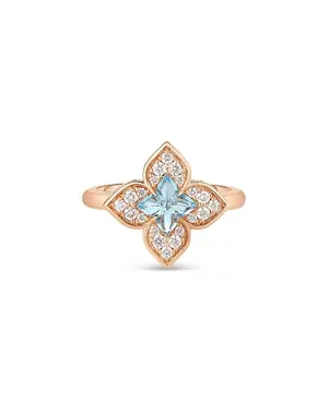 Roberto Coin 18k Rose Gold Venetian Princess Carnival Amethyst & Diamond Flower Ring - Blue/pink