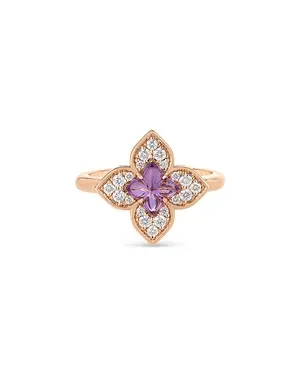 Roberto Coin 18k Rose Gold Venetian Princess Carnival Amethyst And Diamond Flower Ring - Purple/pink