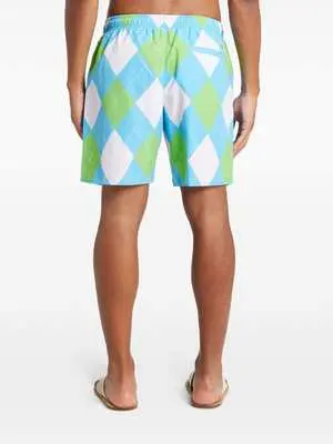 Lacoste Geometric-print Swim Shorts