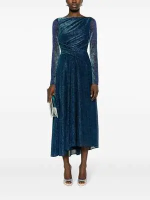 Talbot Runhof Metallic-thread Draped Midi Dress