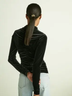 REISS Ari Velvet Ruched Top