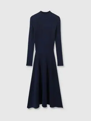 REISS Hannah Ribbed Midi Dress