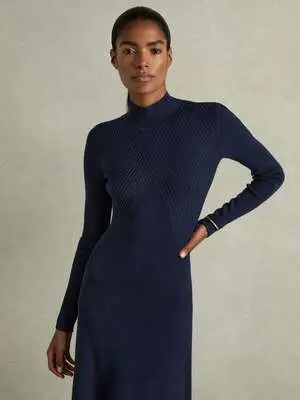 REISS Hannah Ribbed Midi Dress