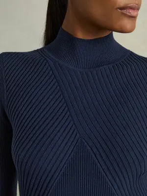 REISS Hannah Ribbed Midi Dress