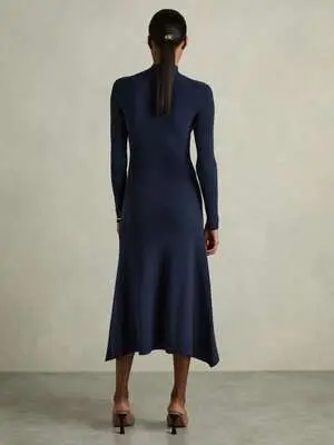 REISS Hannah Ribbed Midi Dress