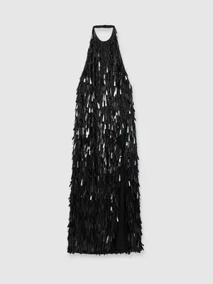ILTA Sequinned And Beaded Halter-neck Maxi Dress