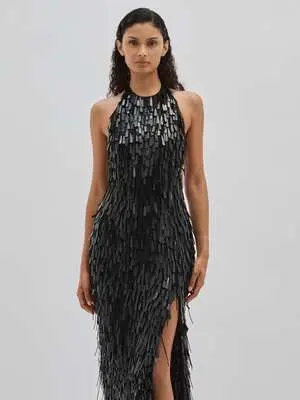 ILTA Sequinned And Beaded Halter-neck Maxi Dress