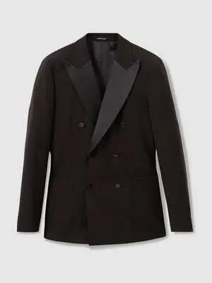 REISS Shadow Double-breasted Tuxedo Jacket In Wool