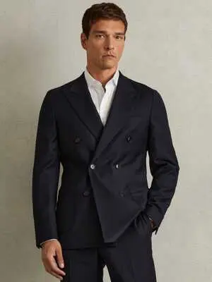 REISS Db Combo Db Double Breasted Suit Jacket In Wool-blend