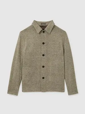 REISS Marble Checked Brushed Workwear Jacket