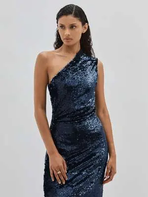 ILTA Sequinned One-shoulder Maxi Dress