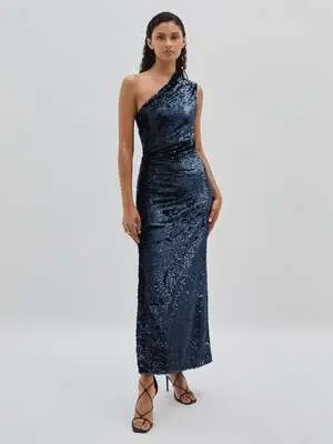 ILTA Sequinned One-shoulder Maxi Dress